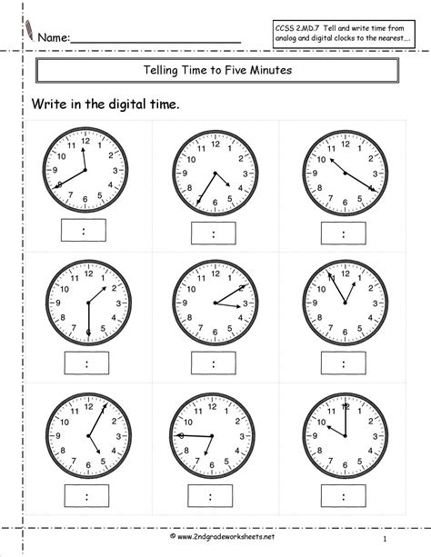 Printable Telling Time Worksheets
