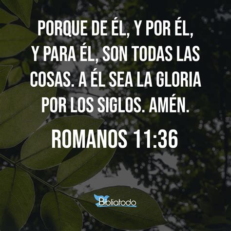 Romanos 11 36 RV1960 Porque de él y por él y para él son todas las