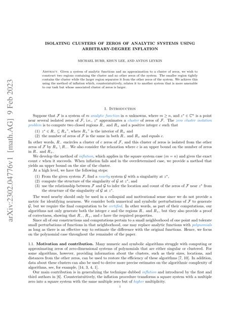 pdf isolating clusters of zeros of analytic systems using arbitrary degree inflation