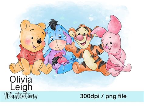 Cute Baby Winnie The Pooh Eeyore Clipart Sublimation PNG Files DIGITAL