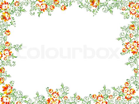 illustration af blomstervand rammen i grøn og orange med copyspace til