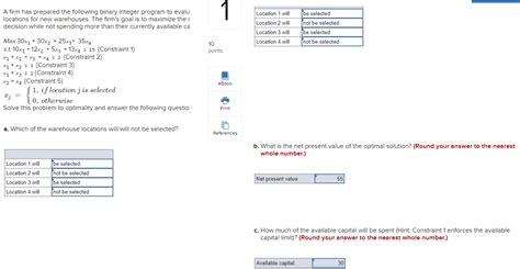solved a firm has prepared the following binary integer