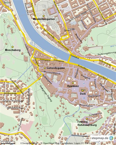 StepMap Salzburg Landkarte für Welt