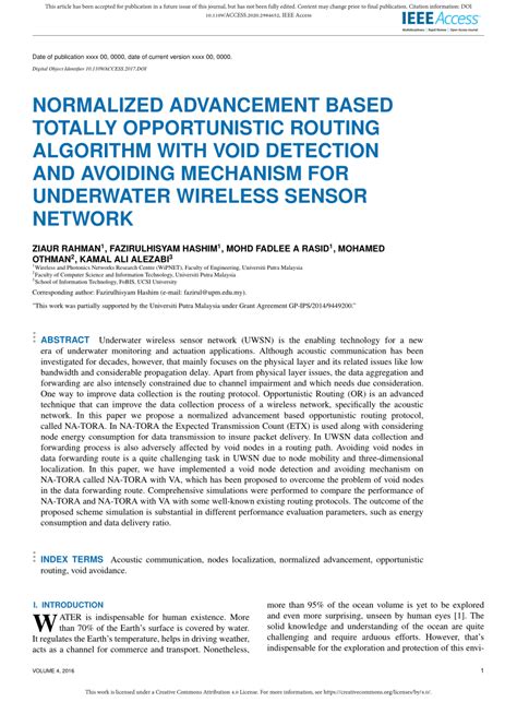 pdf normalized advancement based totally opportunistic routing algorithm with void detection