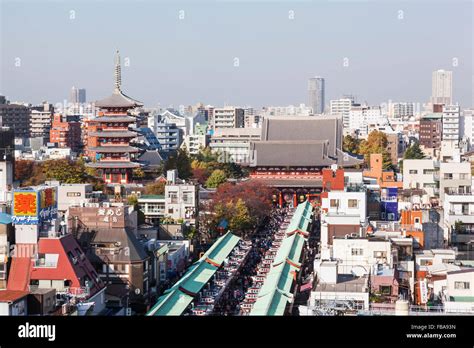 Japan Honshu Tokio Asakusa Nakamise Shopping Street Und Sensoji