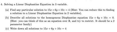 solved 4 solving a linear diophantine equation in 3