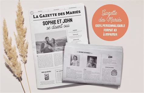 Gazette des mariés 2 pages A3 Etsy France