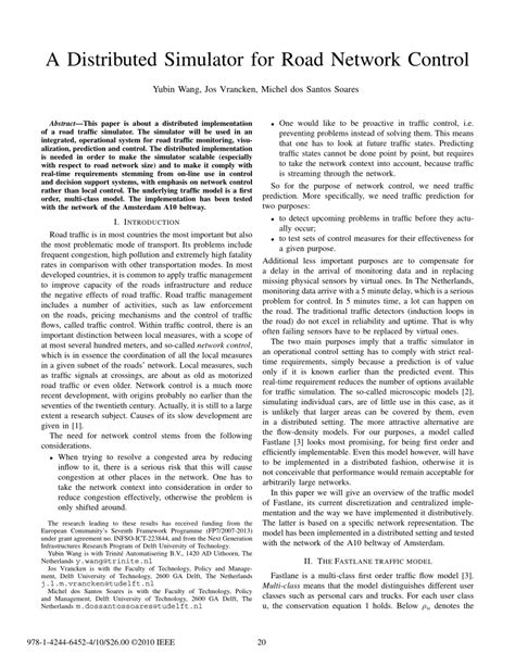 pdf a distributed simulator for road network control