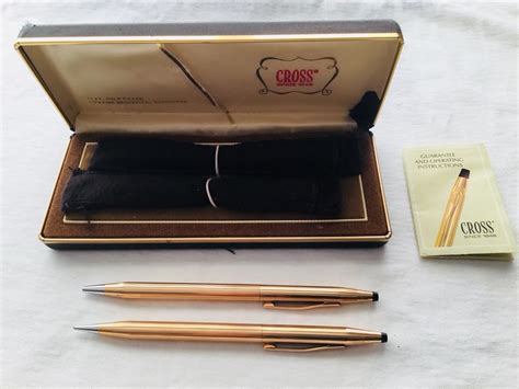 Vintage Kt Gold Filled Cross Pen Mechanical Pencil Set In Original