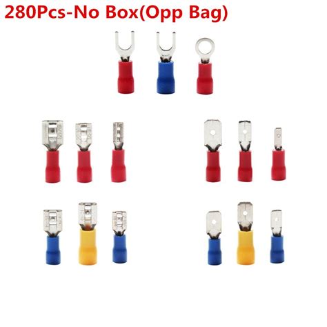 280Pcs Set Cable Lugs Ortment Kit Wire Flat Female And Male Insulated