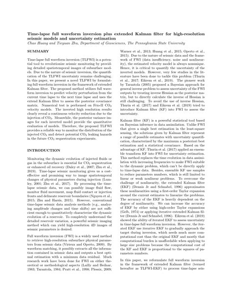 pdf time lapse full waveform inversion plus extended kalman filter for high resolution seismic