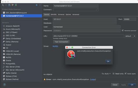 datagrip phpstorm is not connecting to mysql db error tellij execution