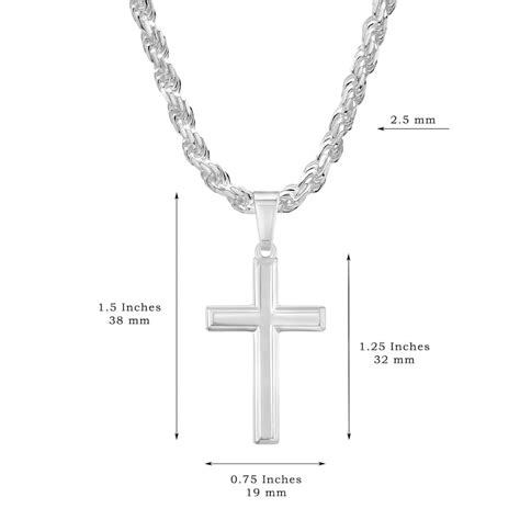 Sterling Silver Mens Cross Necklace Sterling Silver Rope Etsy