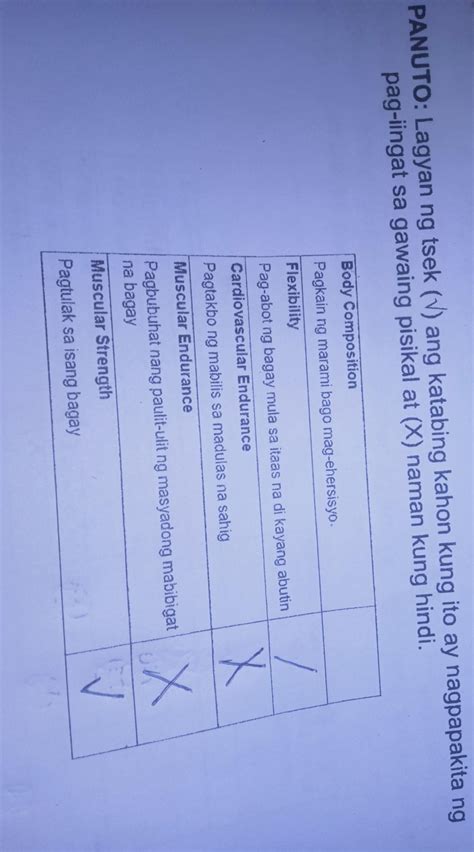 Lagyan Ng Tsek Ang Katabing Kahon Kung Ito Ay Nagpapakita Ng Pag