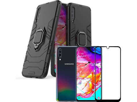Kit Capa e Película de Vidro 5D Full Cover Samsung Galaxy A70 Military