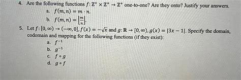 solved 4 are the following functions f z ×z →z one to one