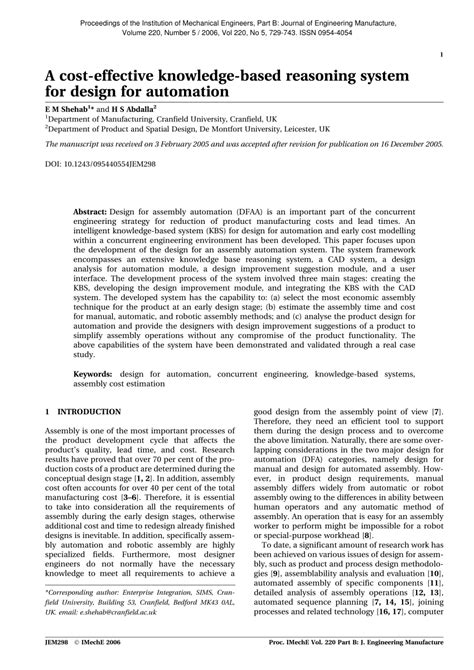 pdf a cost effective knowledge based reasoning system for design for automation