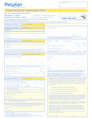 Petplan Claim Form Fill Online Printable Fillable Blank PdfFiller