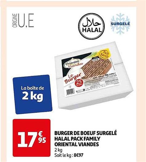 Promo Burger De Boeuf Surgelé Halal Pack Family Oriental Viandes chez