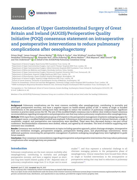 PDF Association Of Upper Gastrointestinal Surgery Of Great Britain