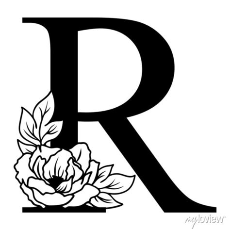 Floral Letter R Svg Initial Letter R With Flower Monogram Alphabet