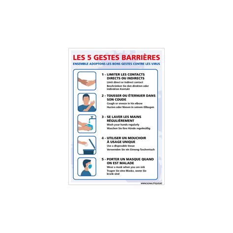 PANNEAU DE PREVENTION CORONAVIRUS LES GESTES BARRIERES A ADOPTER POUR
