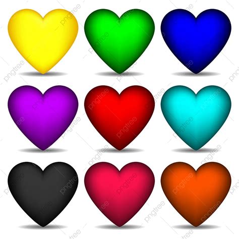 Set Of Colored Hearts Isolated On White Background For Your Design