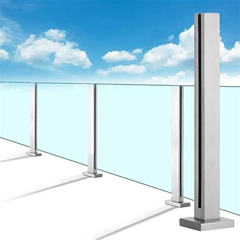 JIngtoNG Outdoor Deck Glasgeländer Pfosten Kit silberfarbenes Indoor