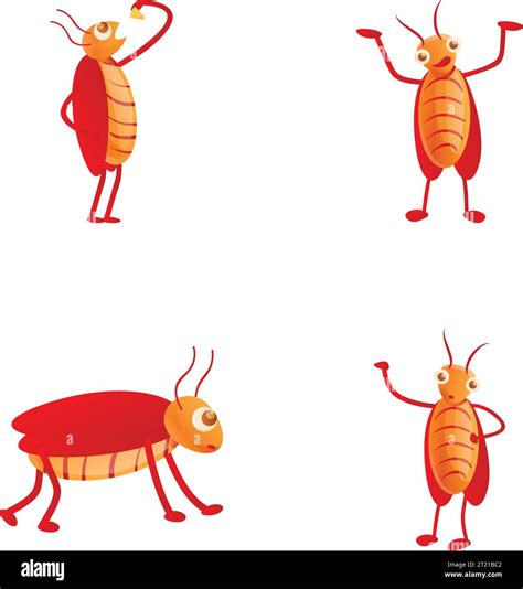 Iconos De Cucaracha Alegre Conjunto Vector De Dibujos Animados Varias