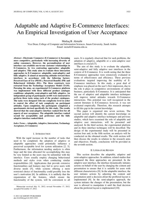 pdf adaptable and adaptive e commerce interfaces an empirical investigation of user acceptance