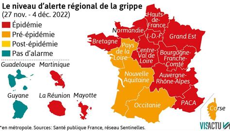 Carte Grippe en France lépidémie bondit quelles sont les régions