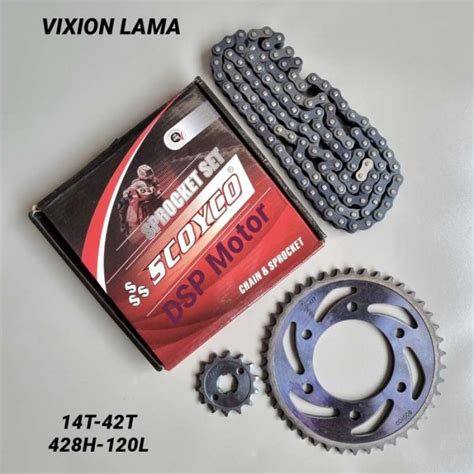 Jual GEAR SET GIR PAKET GIGI TARIK VIXION LAMA 14T 42T 428H 120L SEPUH