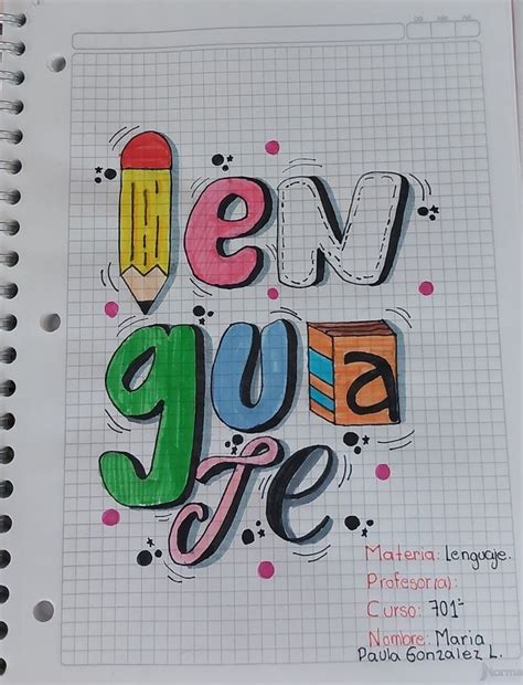 Portada Lenguaje Portadas Tutorial De Letras Caratulas Hechas A Mano