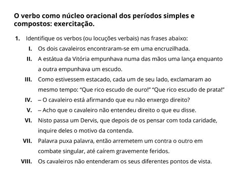 O verbo como núcleo oracional dos períodos simples e compostos