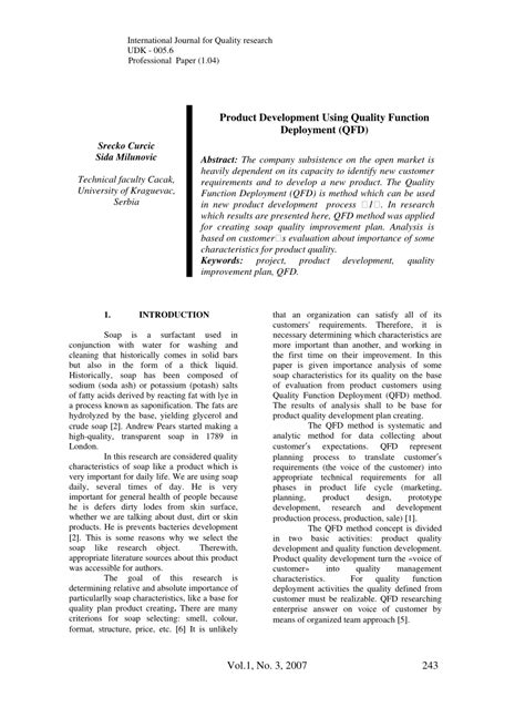 pdf product development using quality function deployment qfd