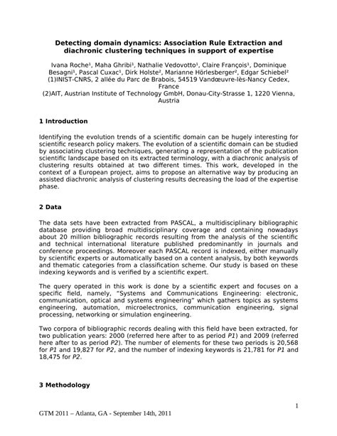 pdf detecting domain dynamics association rule extraction and diachronic clustering