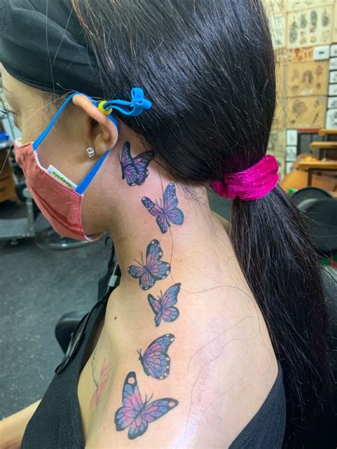 Rose Neck Tattoo Rose And Butterfly Tattoo Unique Butterfly Tattoos