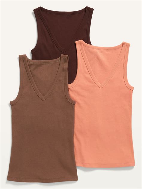 First Layer Rib Knit V Neck Tank Tops 3 Pack For Women Old Navy