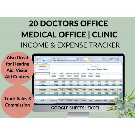 Doctors Office Medical Devices Clinic Income Expense Spreadsheet