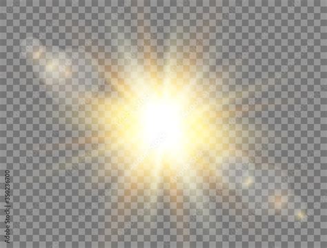 Sunshine With Rays On Transparent Background Sun Light Golden Glowing