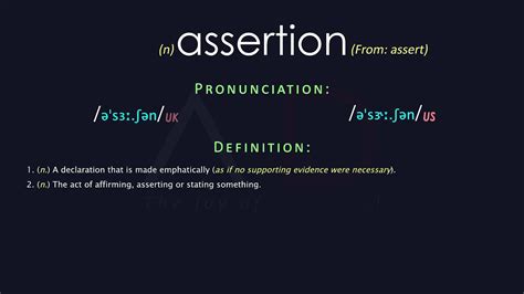 Assertion Meaning And Pronunciation Audio Dictionary Youtube
