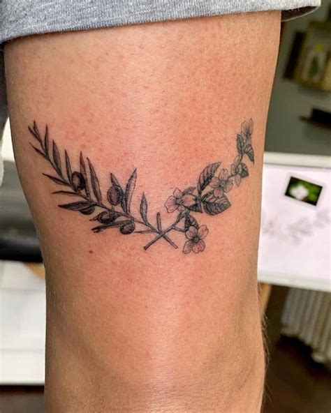 Olive Branch Tattoo With Floral Elements 1 Olive Branch Tattoo