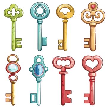 Cartoon Color Different Keys Set Key Trinket Estate PNG Transparent