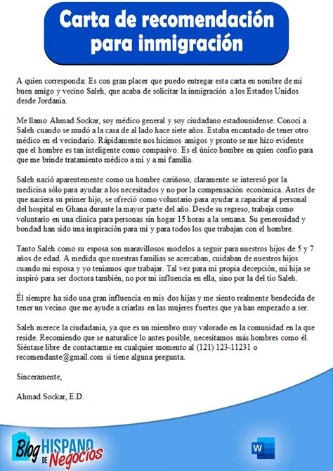 Como redactar carta de recomendación para inmigración Paso a paso 2025