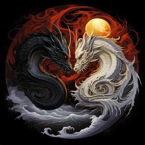 White And Black Dragons Yin And Yang Yin Yang Art Dragon Artwork