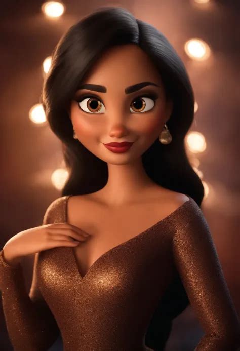 Imagem Estilo Pixar Personagem 3D Mulher Morena Cabelo Liso E Longo