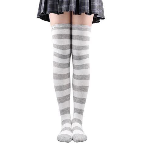 Stibadium Womens Long Striped Socks Over Knee Thigh High Socks Stocking