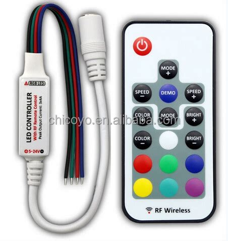 Mini Rf Rgb Led Controller Dimmer Dc 5v 24v 12a 17 Keys Wireless Remote