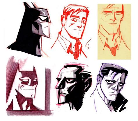 Some Sketches Of Batman Characters In Different Colors