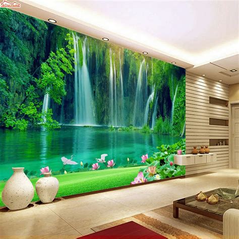 Aliexpress Buy ShineHome Modern Waterfall Natural Wallpaper Roll